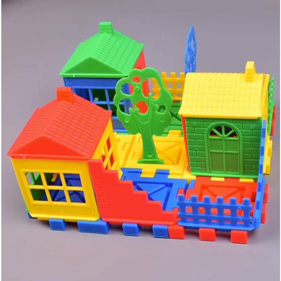 Children's big block puzzle house plastic building blocks large jigsaw ...