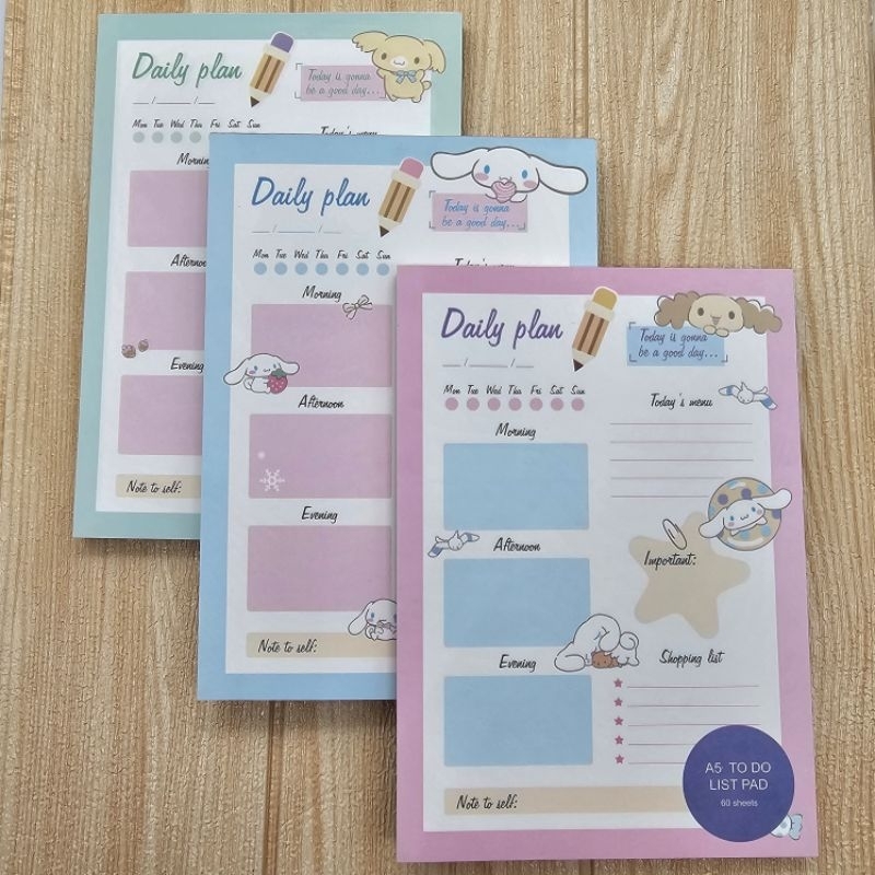 60 sheets A5 cute cartoon Daily table Planner and to do list notepad ...
