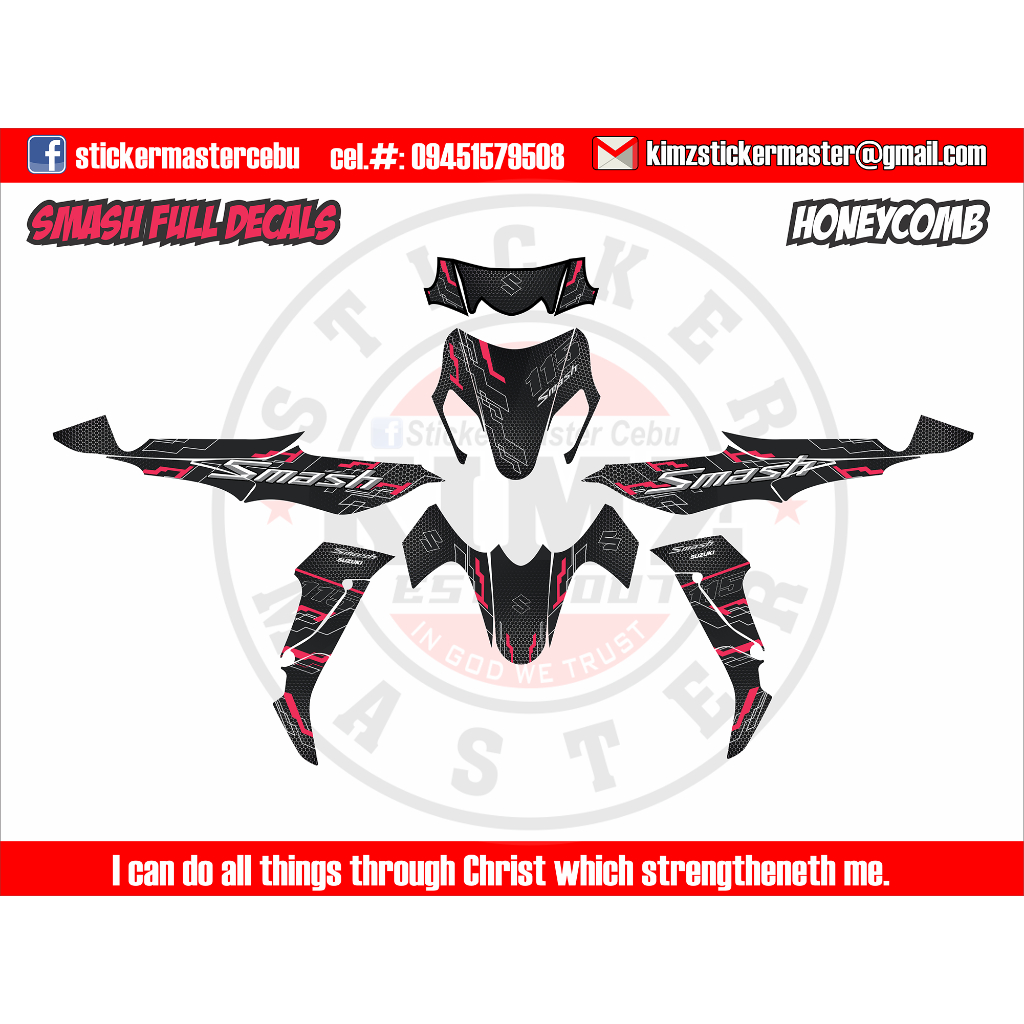 SMASH FULL DECALS HONEYCOMB CONCEPT RED | Shopee Philippines