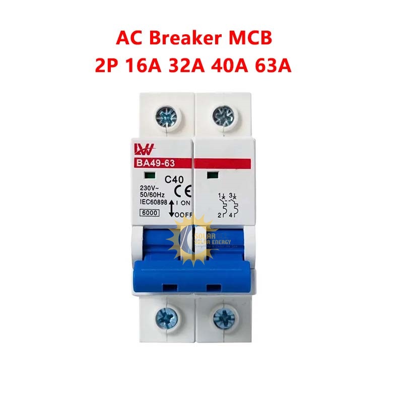 AC Breaker 2P 16A 32A 40A 63A MCB Circuit Breaker 230V/400V AC MCB ...