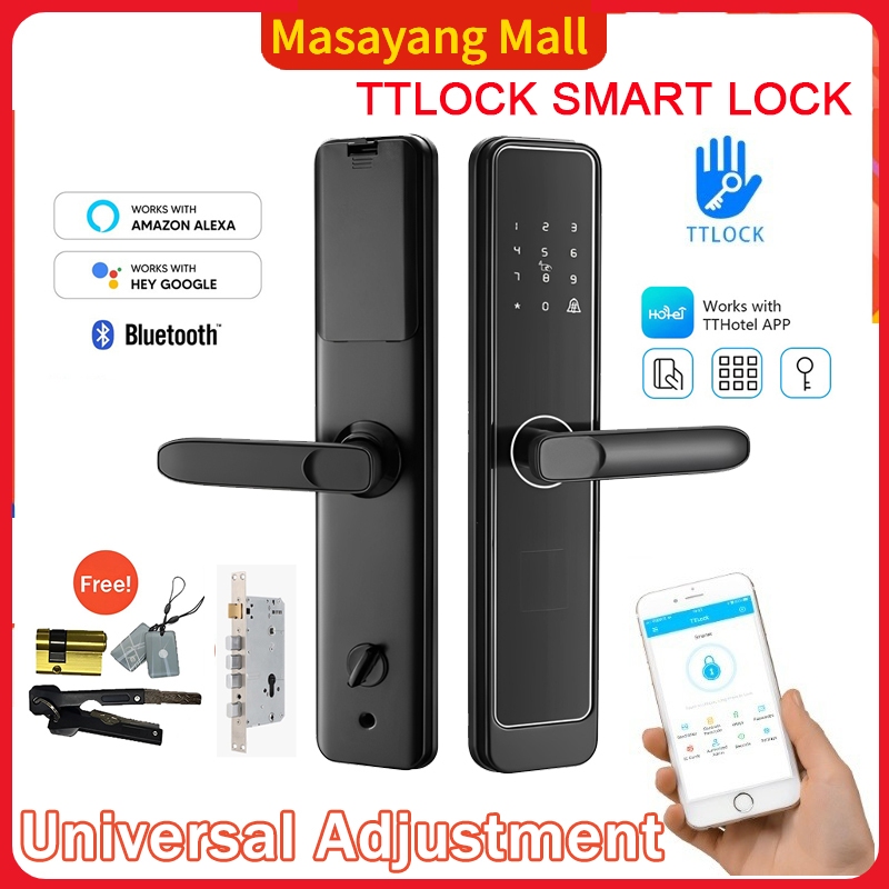 Smart Keyless Entry Door Lock with Reversible Handle Touchscreen Keypad ...