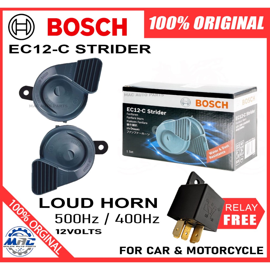 Original BOSCH EC12-C Strider Loud Horn 500Hz / 400Hz 2pcs for car and motorcycle | Shopee ...