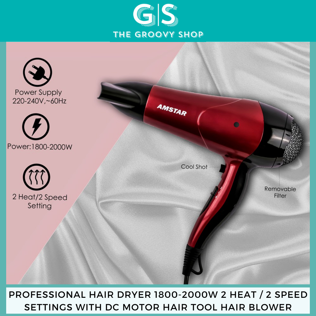 Professional Hair Dryer 1800-2000W 2 Heat / 2 speed Settings with DC Motor Hair Tool Hair Blower ...