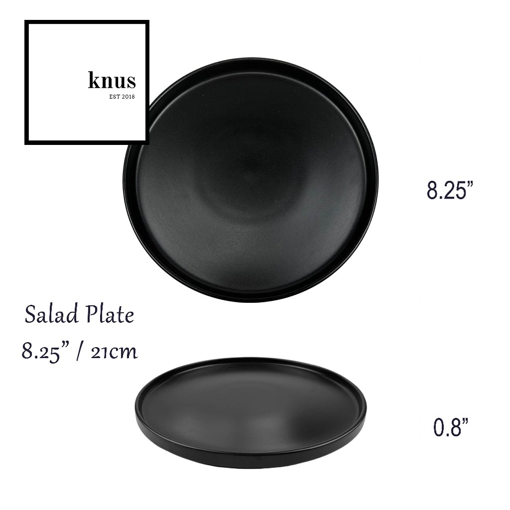 RAVEN Black Matte Glaze Lipped Modern Dinner Plate Salad Plate ...