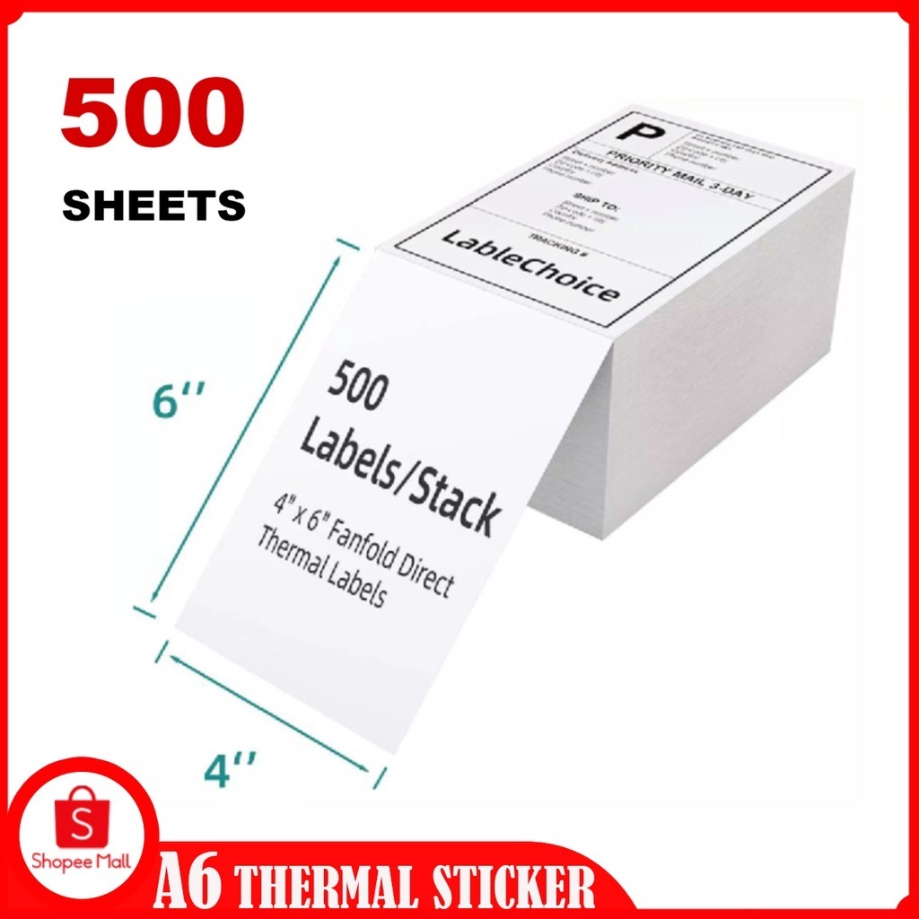 A6 Thermal Sticker 3Ply Pad 500 Sheets A6 Size 100X150mm | Shopee ...