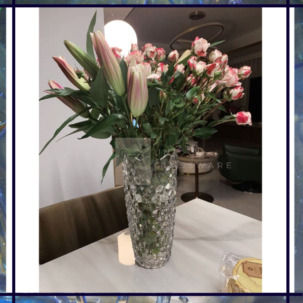 UNIGLASSWARE [1PC] High Quality Flower Vase Home Flower Decorated Glass ...