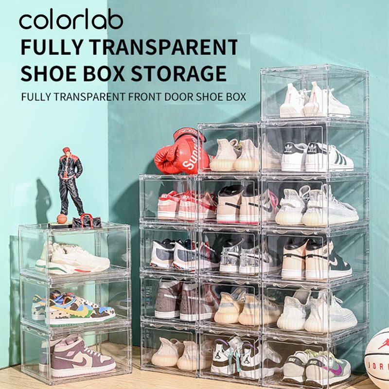 Acrylic Shoe Box Transparent Magnetic Front Drop Shoe Box Acrylic ...