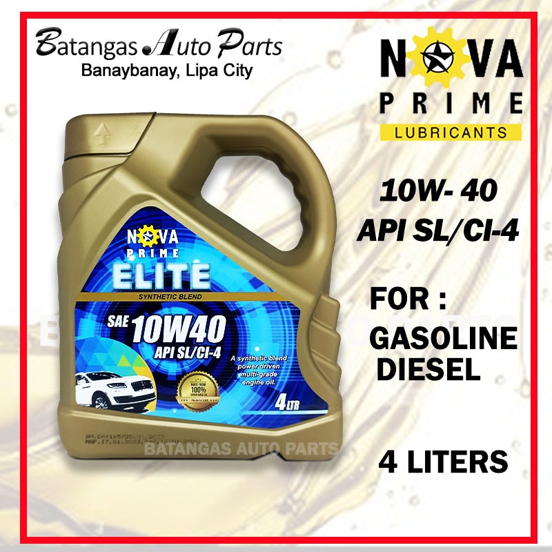 NOVA PRIME ELITE 10W-40 API SL/CI-4 FOR GASOLINE AND DIESEL | Shopee Philippines
