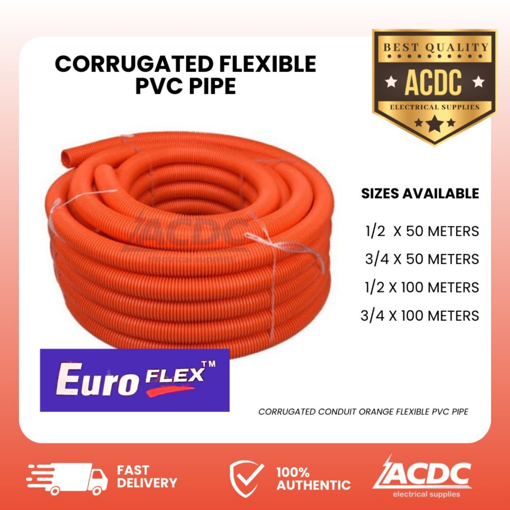 Flexible Orange Hose PVC Euroflex 1/2 & 3/4 x 100meters or 50meters High Quality | Shopee ...