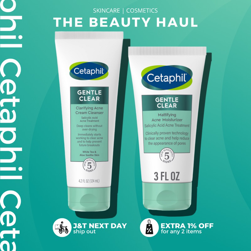 Cetaphil Gentle Clear Acne Cream Cleanser | 2.6% BPO Cleanser | Mattifying Acne Moisturizer ...