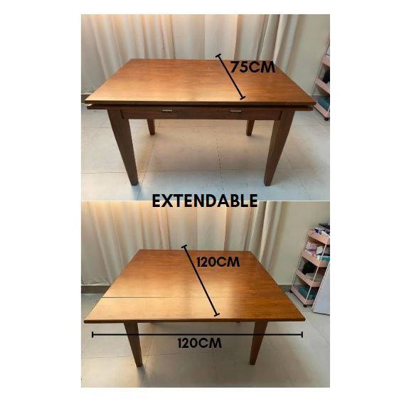 Yali Extendable Wood Table 4-6 Seater living and dining solid wood ...