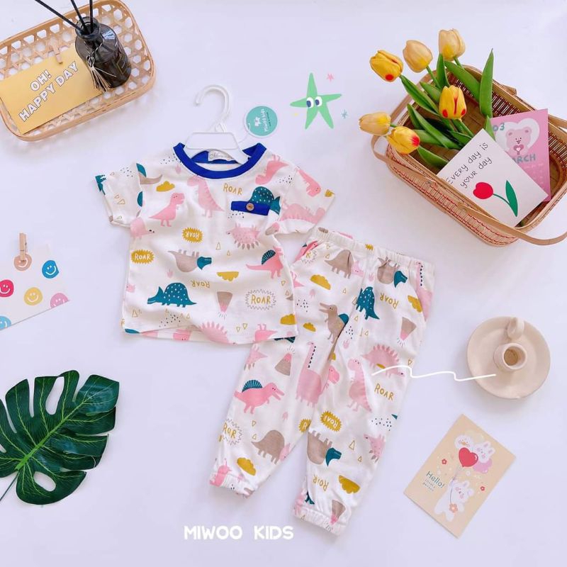 Miwoo Kids terno jogger white dino for kids boys | Shopee Philippines