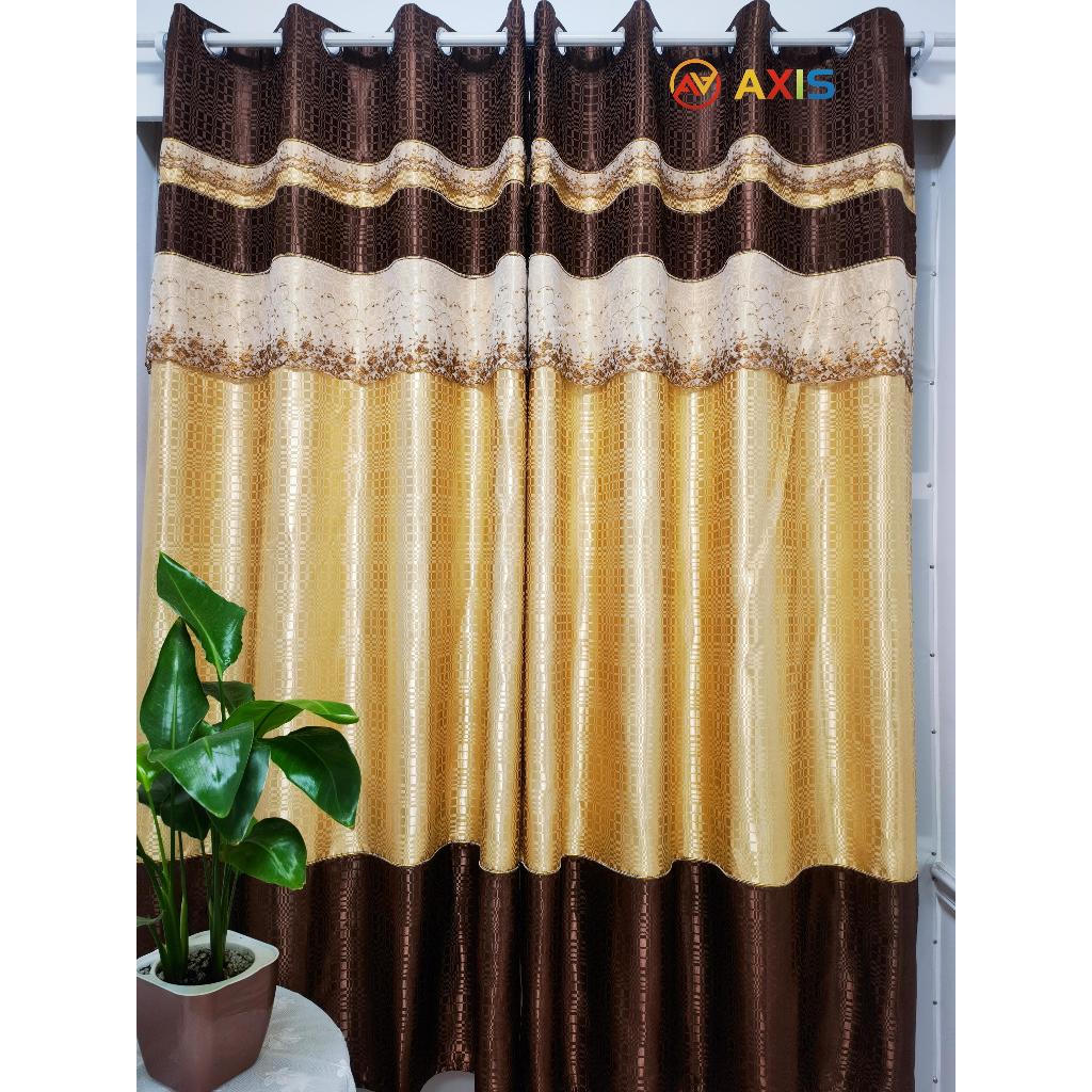 7FT BROWN Stripe Curtain High Quality Eco-Friendly Style Jacquard ...
