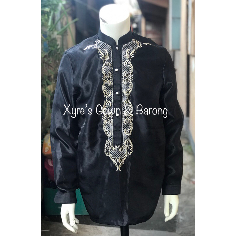 Black Barong Tagalog with Lining/ Organza- Direct Tahian | Shopee ...