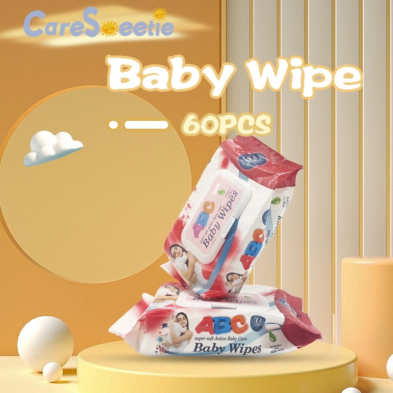 Youli-ABC Baby Wipes 60pcs Best 99% Water Not Allergic (Non-alcoholic ...
