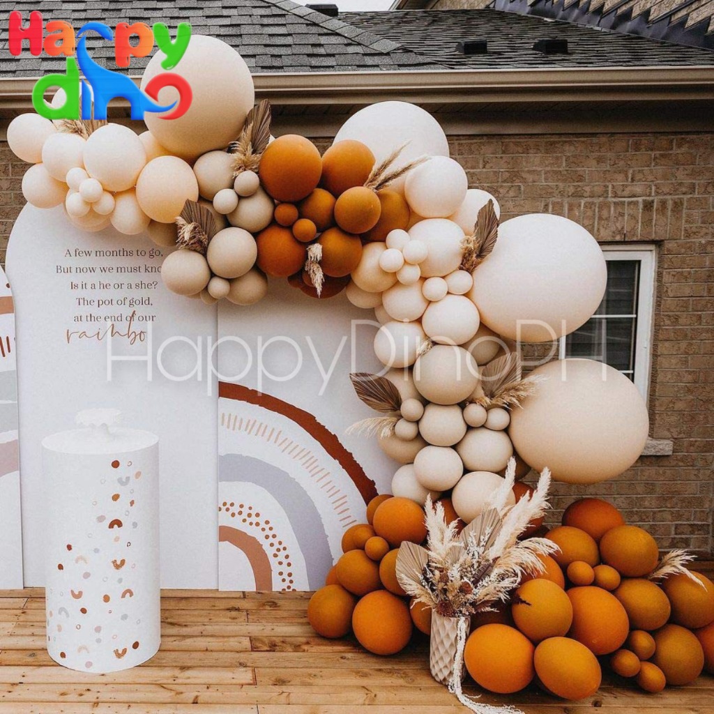 Retro Orange Skin tone White Rubber Balloon Set Birthday Partyneeds ...