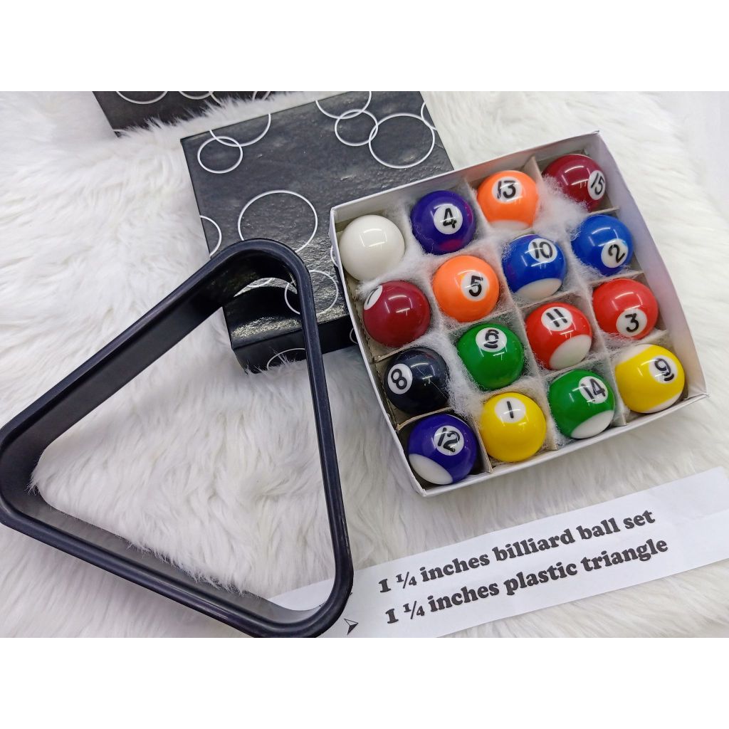 1 SET 1 1/4 INCHES BILLIARD BALL WITH PLASTIC TRIANGLE / BOLA NG ...