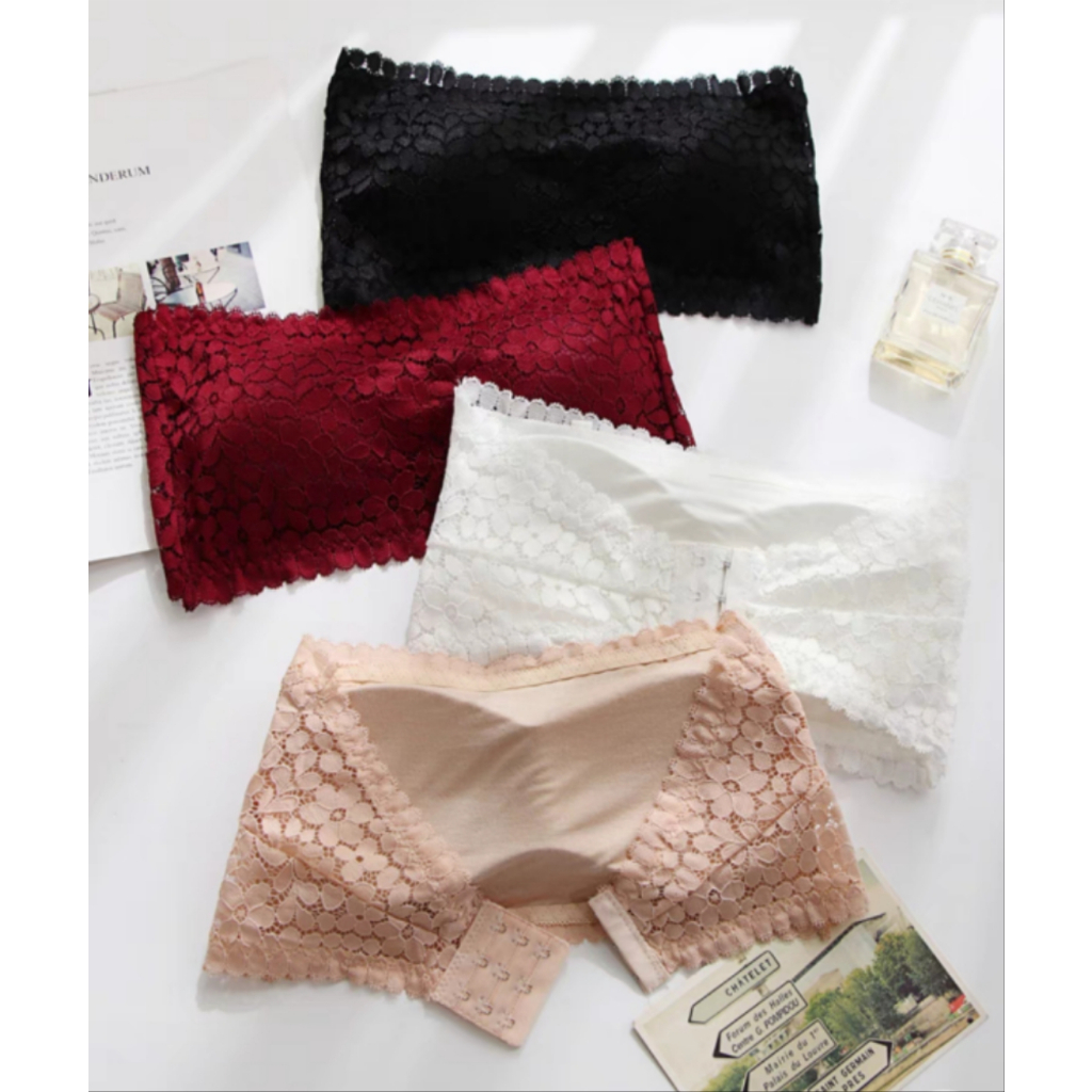 Casual Lace Strapless Sexy Bandeau Tube Crop Bra w/chest strap xs-m ...