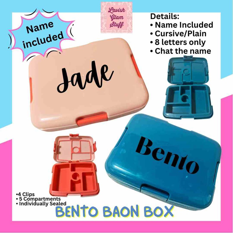 Personalized Customized Bento Baon Box 5 Compartments with NAME ...