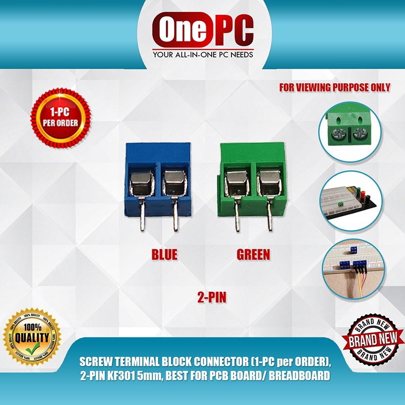 ONE PC SCREW TERMINAL BLOCK CONNECTOR (1-PC per ORDER), 2-PIN KF301 5mm ...