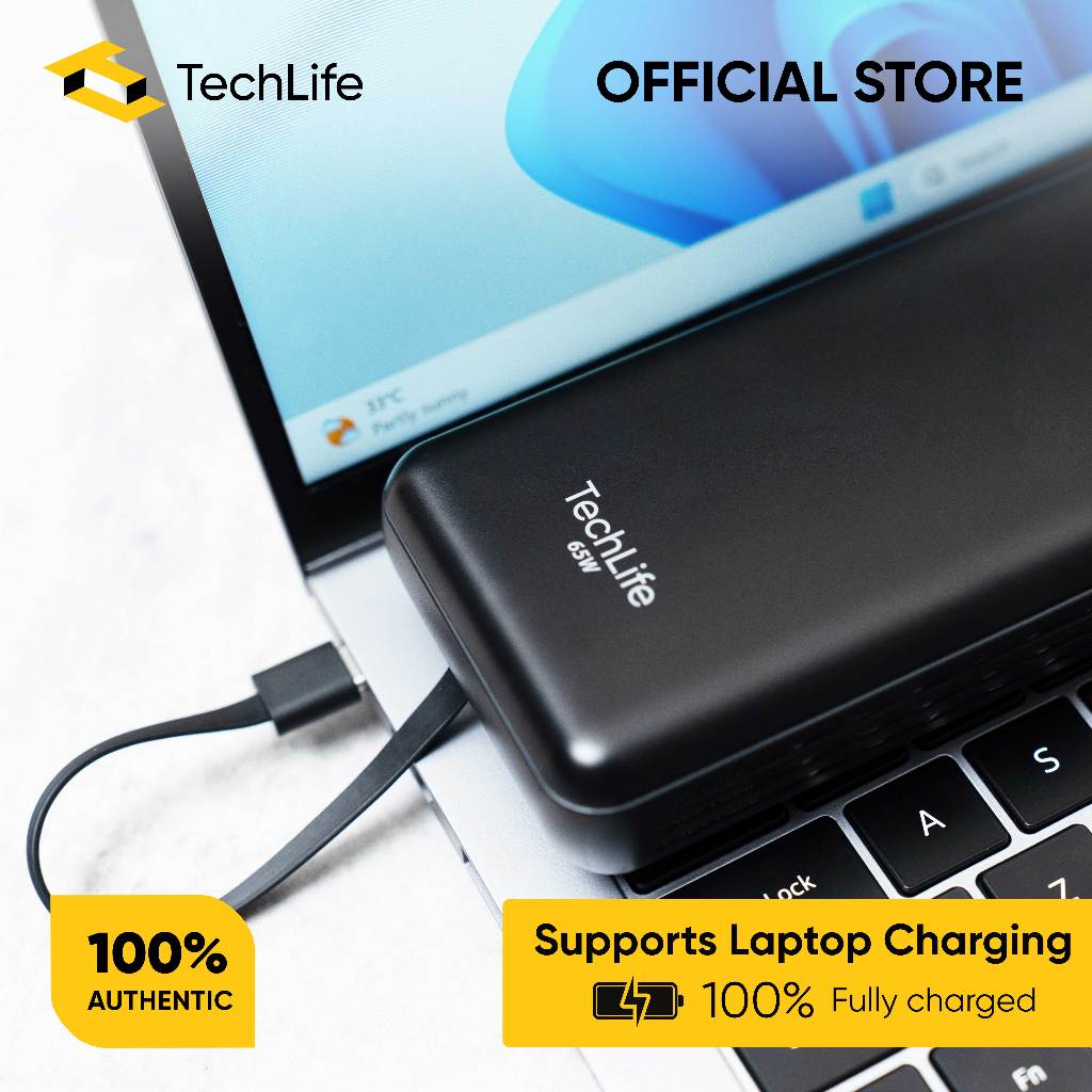 TechLife 65W Power Bank 2 20,000mAh | Fast Charge | Built in Type C | Shopee Philippines