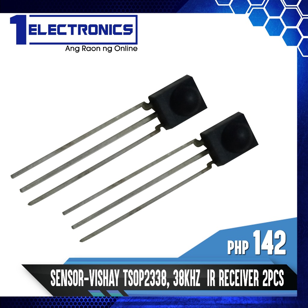 1Electronics 2pc SENSOR - Vishay TSOP2338, 38KHZ IR RECEIVER, 950nm +45 ...