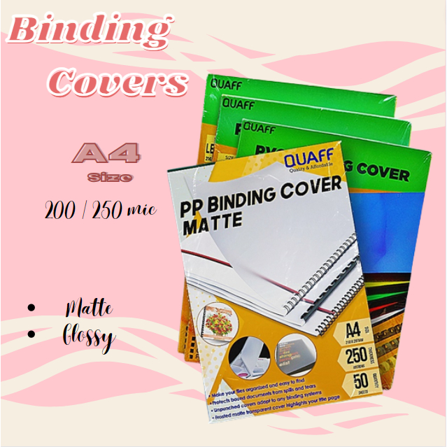 QUAFF Clear PVC Binding Cover Short | A4 | Long Size 200 Microns - 100 sheets | Shopee Philippines