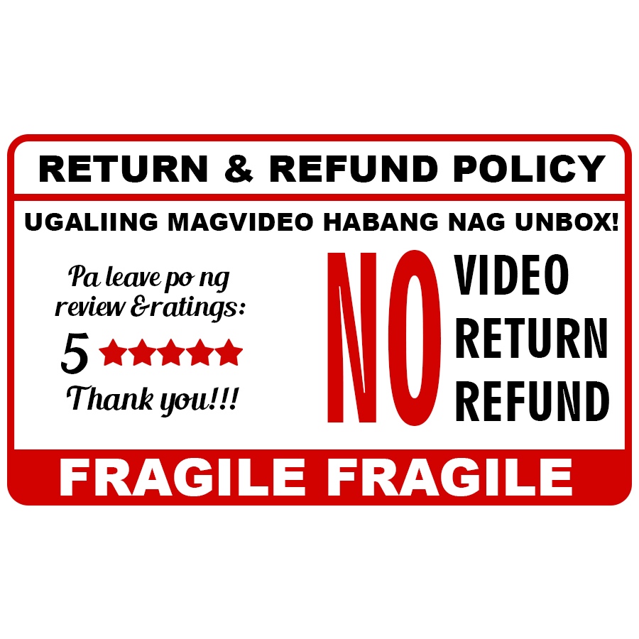 100Pcs. NO VIDEO NO REFUND / FRAGILE STICKER | Shopee Philippines