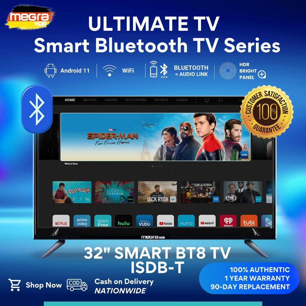 32 inches MegraHDR Bluetooth Smart TV Slim HD Ready Normal Tv/Smart TV ...
