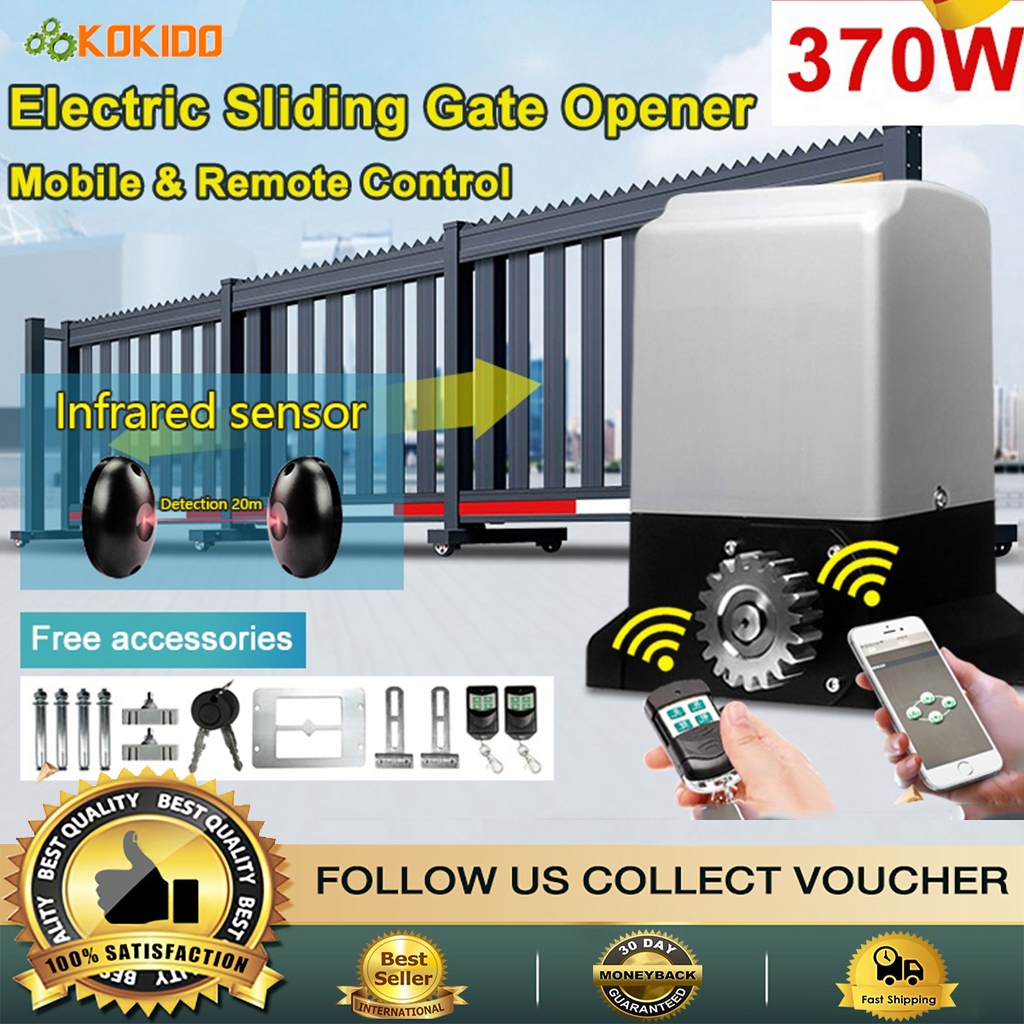 370W 800-1000 Kg Heavy Duty Electric Sliding Gate Opener With WIFI ...