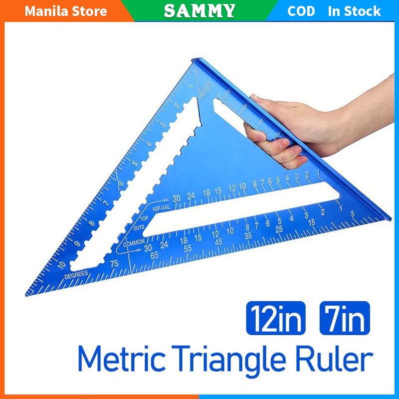 7/12inch Metric Aluminum Alloy Triangle Angle Ruler Protractor High ...