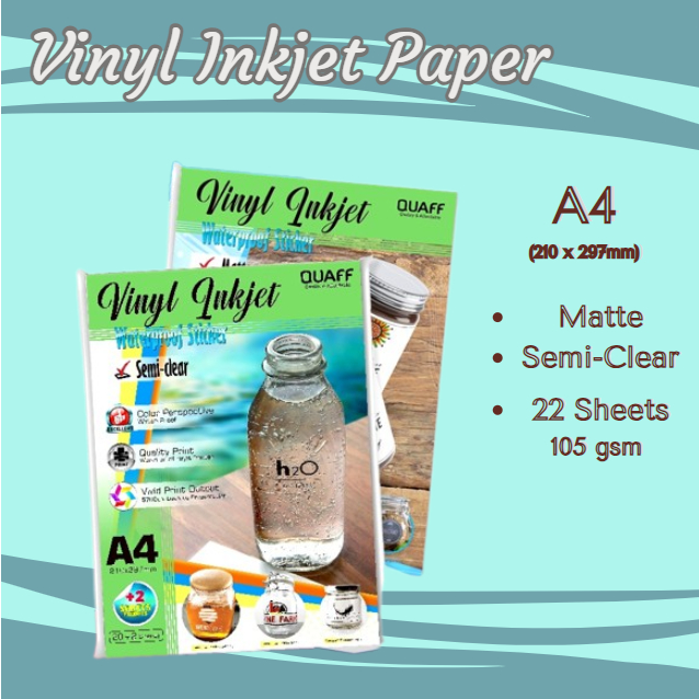Waterproof Vinyl Inkjet Sticker A4 Size Semi-Clear & Matte Label ...