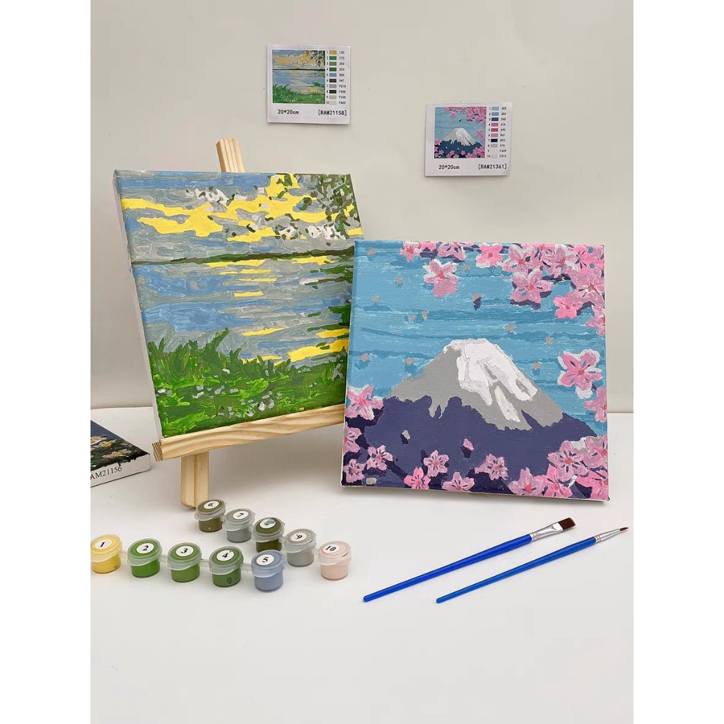 Ready Stock20*20cm Framed Digital Painting Pagpipinta DIY Canvas ...