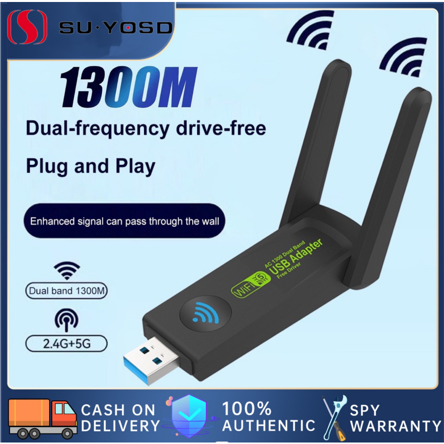 1300Mbps USB WiFi dongle Adapter Wireless AC Network Card 2.4G/5G USB 3 ...