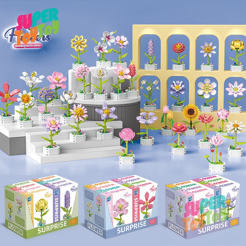 Eternal Flower Buliding Block Toy With Vase Table Plants Flowers ...