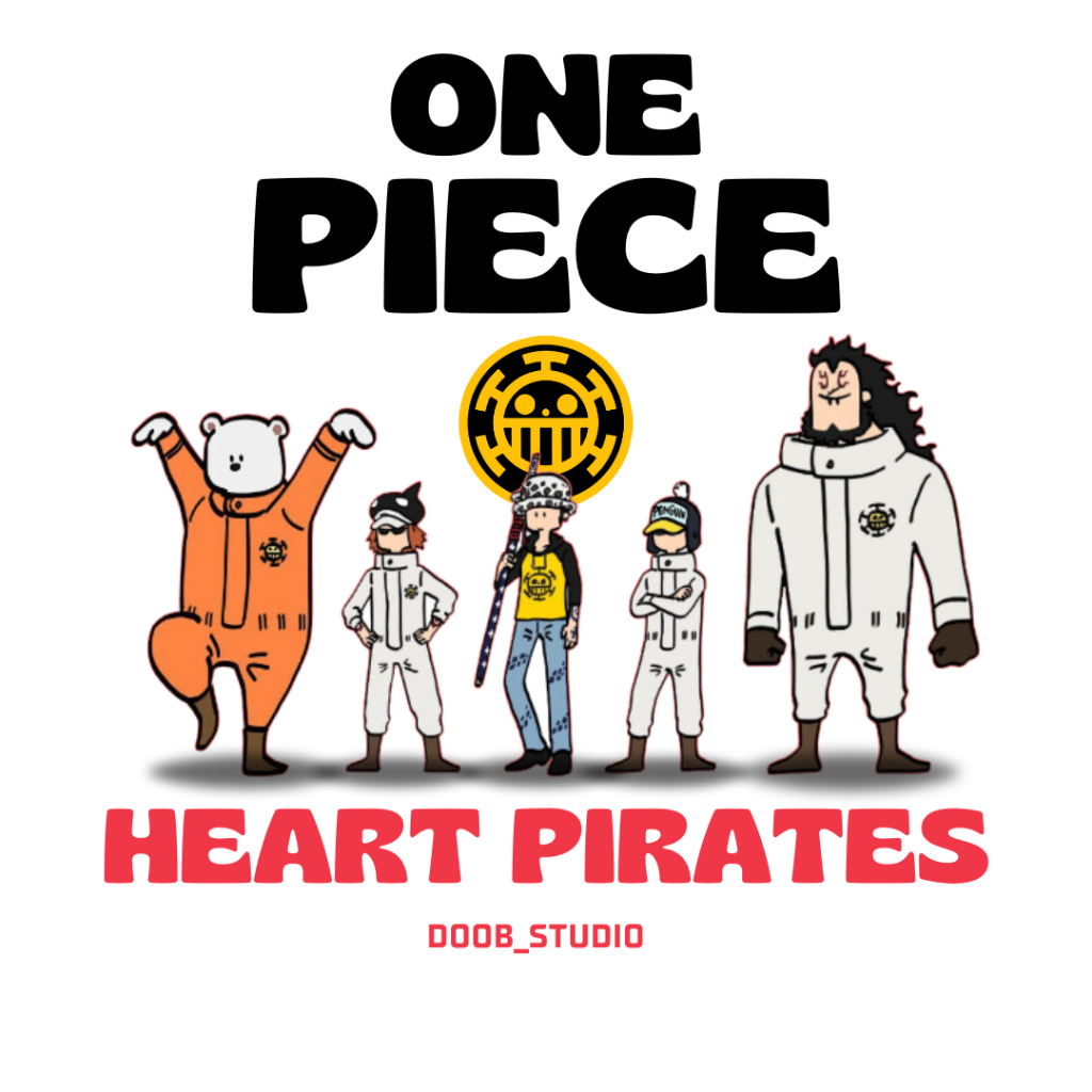 ONE PIECE Heart Pirates Waterproof Sticker 6pcs (Trafalgar Law, Bepo ...