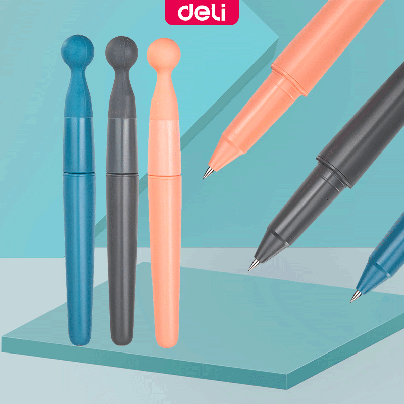 Deli A33 Writing Gel Pen 0.5 mm Bullet Head Ballpen Black Refill ...