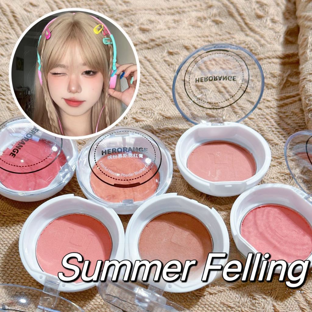 Fun Live New Herorange Colorful mousse soft blush gel with sponge ...