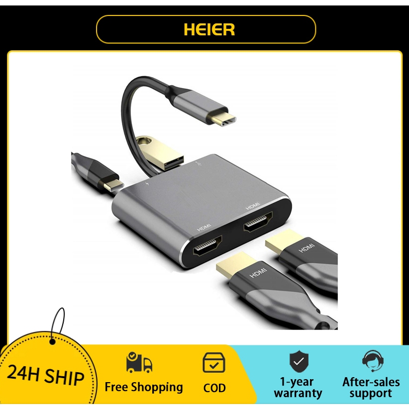4in1 Type-C to HDMI*2 4K USB3.0 Dual Screen Extend Display USB C Hub ...