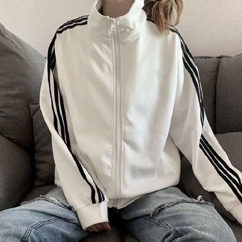 New Quality unisex jacket korean LadiesCouple style side stripe casual ...