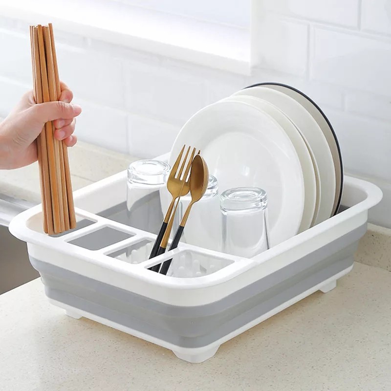 Foldable Dish Rack Kitchen Space Saver Foldable Design Dish Drainer ...