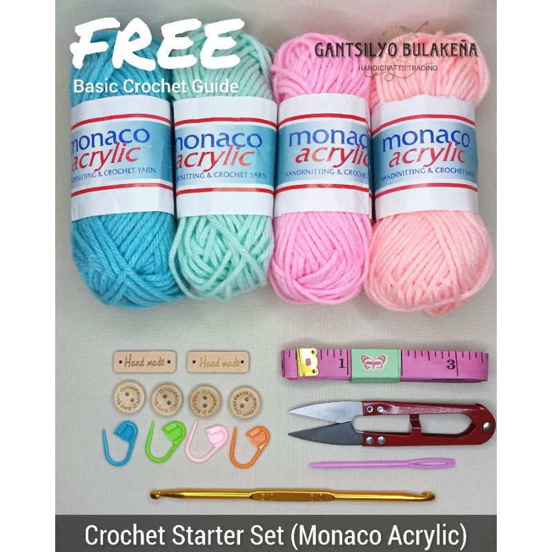 Crochet Beginner's Set / Crochet Starter Kit Monaco Acrylic 18g 4ply ...