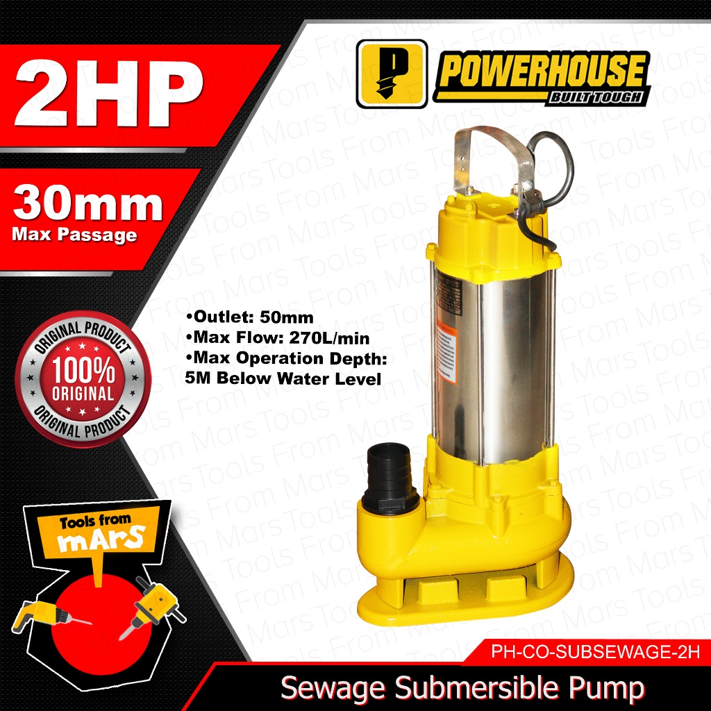 Powerhouse 2HP Sewage Submersible Pump Outlet Water Transfer PH-CO ...
