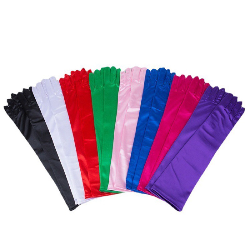 es Solid Color Satin Long Finger Mittens for Events | Shopee Philippines