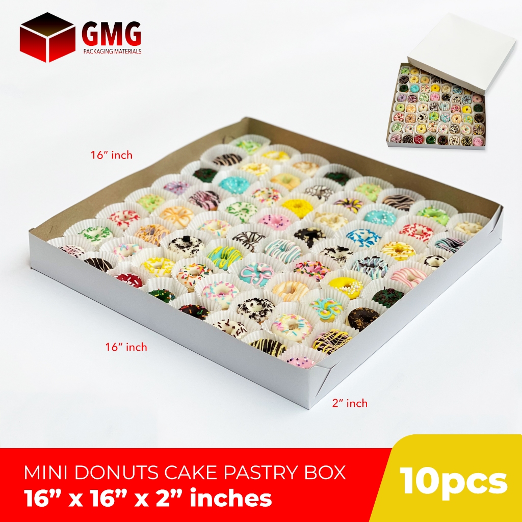 GMG White Party Pack Pizza Pastry Pie Mini Donuts Kakanin Box 16 x 16 x ...