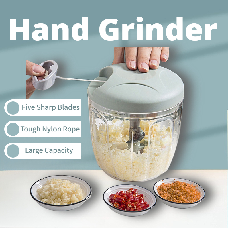 Hand rope garlic blender and mashed garlic and pepper puree cooking ...