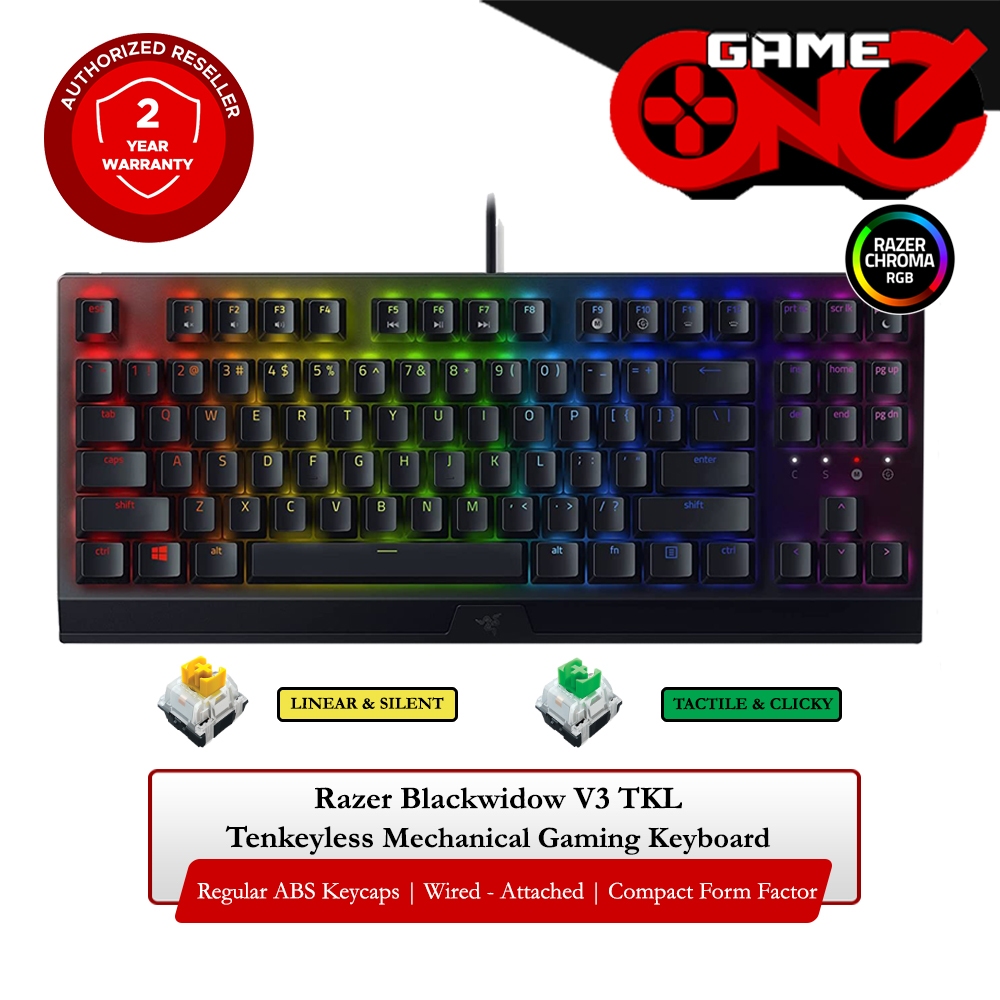 Razer Blackwidow Chroma V3 TKL Compact Wired Mechanical Keyboard ...