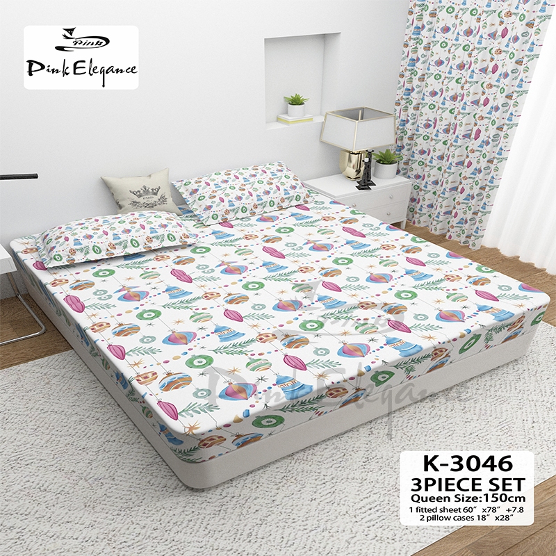 3 in 1 Bed sheet Cotton Full Garterized Fitted Bedsheet with 2 pcs ...