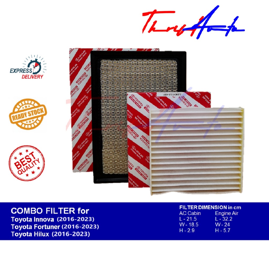 COMBO Filters (Aircon & Air) for Toyota Innova, Toyota Fortuner, Toyota ...