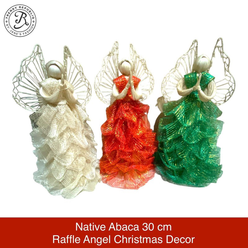 Native Abaca 12” Ruffle Angels for Belen and Christmas Tree Decor ...